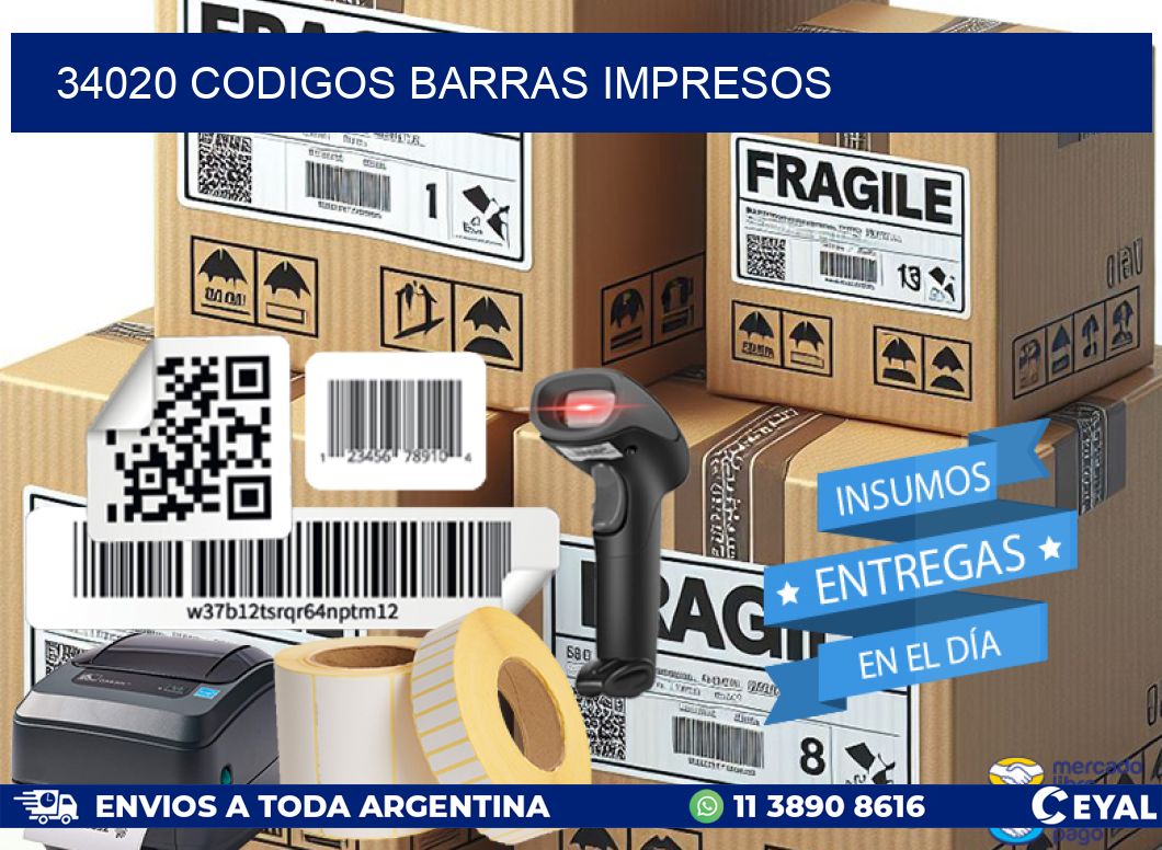 34020 codigos barras impresos | Etiquetas Zebra